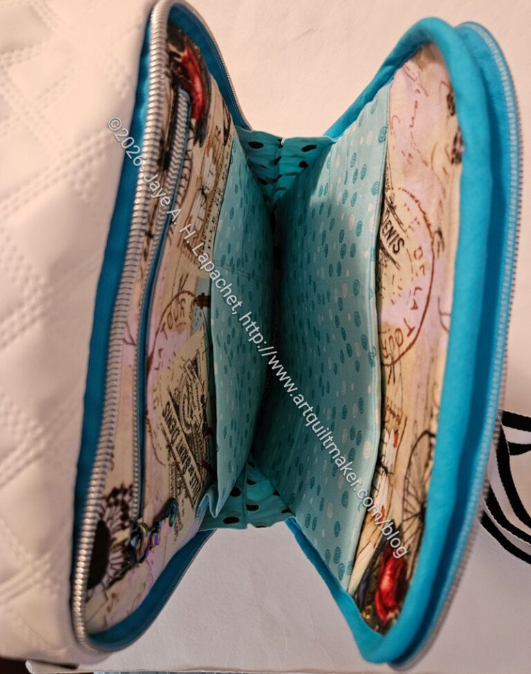 Pandora Charisma – tablet pocket, open – Artquiltmaker Blog
